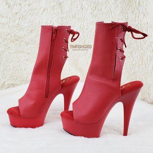Pleaser | Shoes | Red Platform Ankle Boots | Poshmark